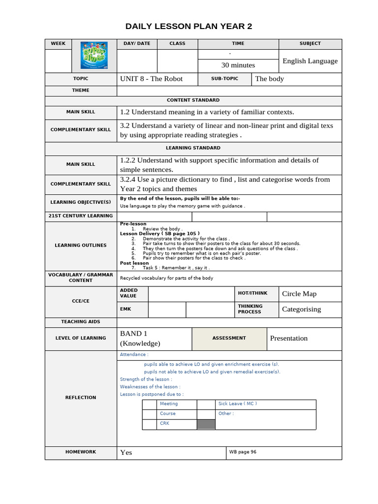 Week 24 - Unit 8 The Robot | PDF | Lesson Plan | Learning