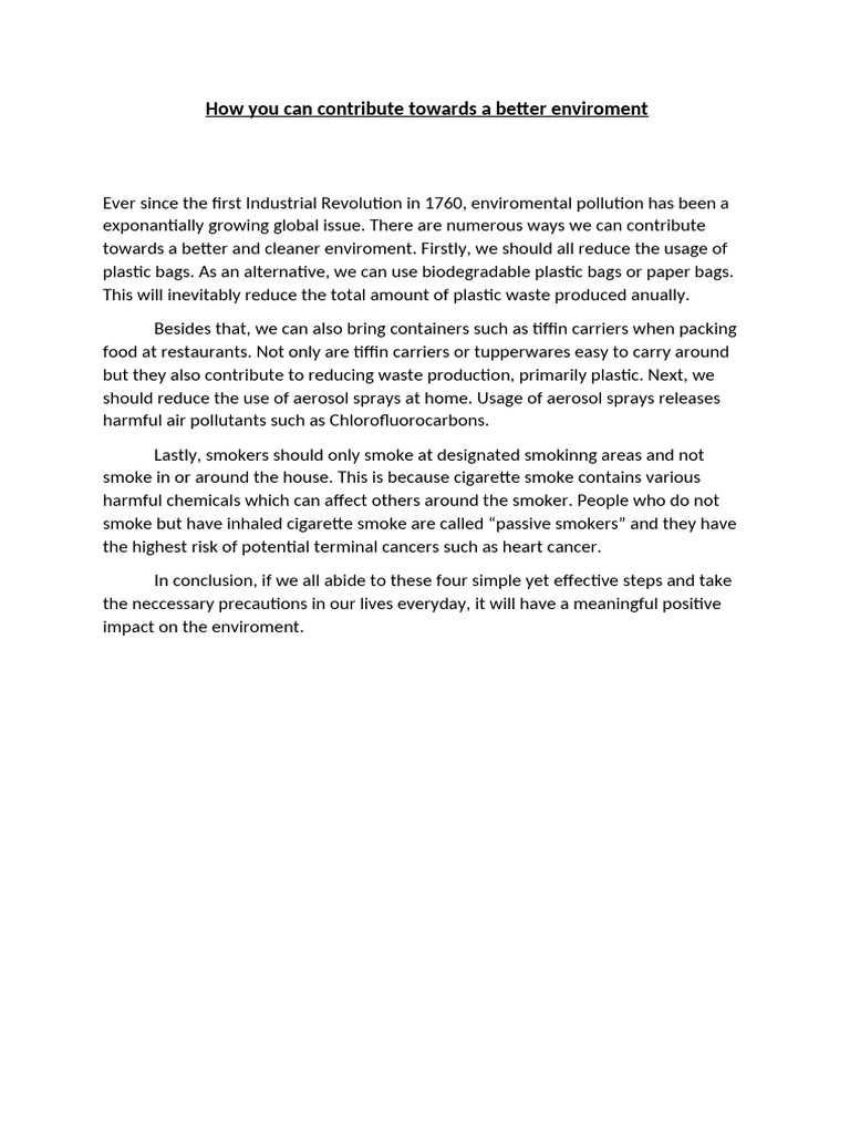 How You Can Contribute Towards A Better Enviroment | PDF