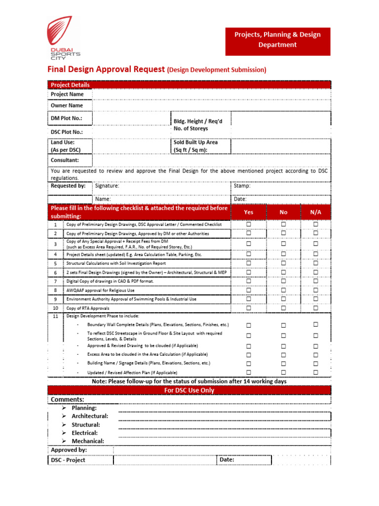 Final Design Approval Request Forms | PDF