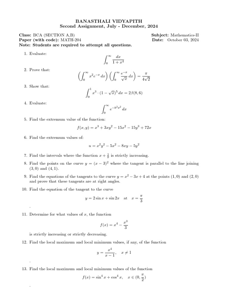 Assignment 2_BCA | PDF | Tangent | Euclidean Geometry Assignment 2_BCA | PDF | Tangent | Euclidean Geometry