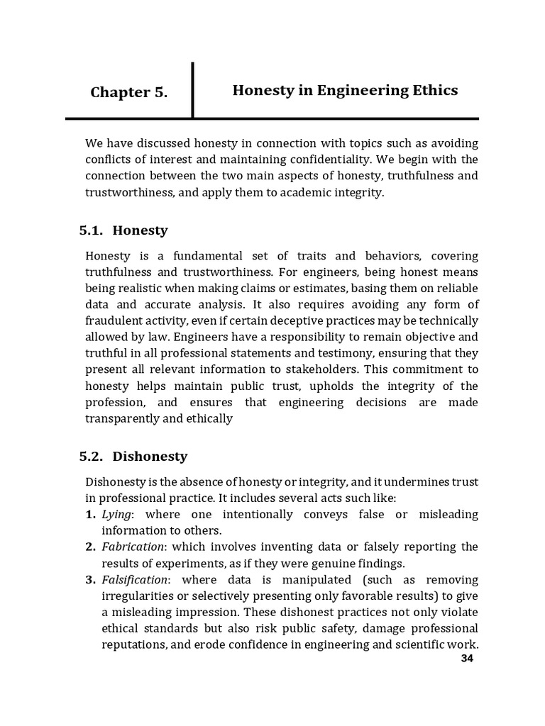 UNR4201 Ethics - CH (5) Honesty in Engineering Ethics | PDF | Academic ...