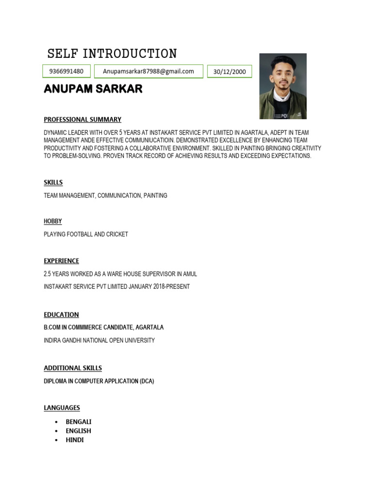 Self Introduction | PDF