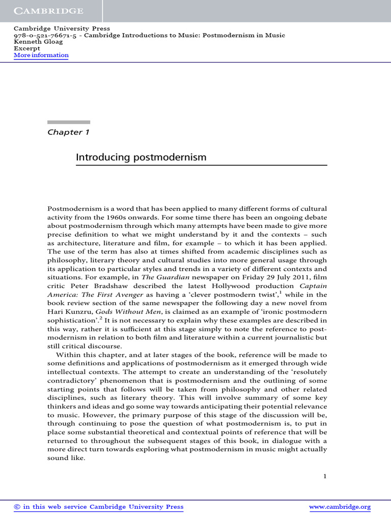POSTMODERNISM (From Postmodernism in Music) | PDF | Postmodernism ...