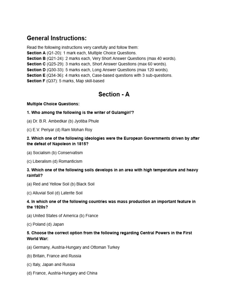 Social Science Pre Board Sample Paper | PDF | Taxes | Peasant