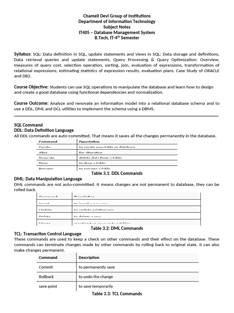 Unit 3 | PDF | Relational Database | Databases Unit 3 | PDF | Relational Database | Databases