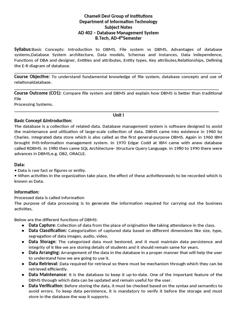 Unit 1 | PDF | Databases | Conceptual Model