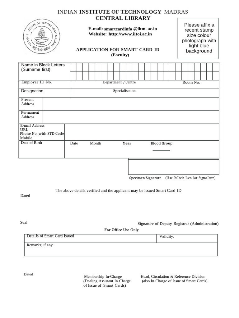 Smart Card Application Form | PDF | Authentication | Access Control