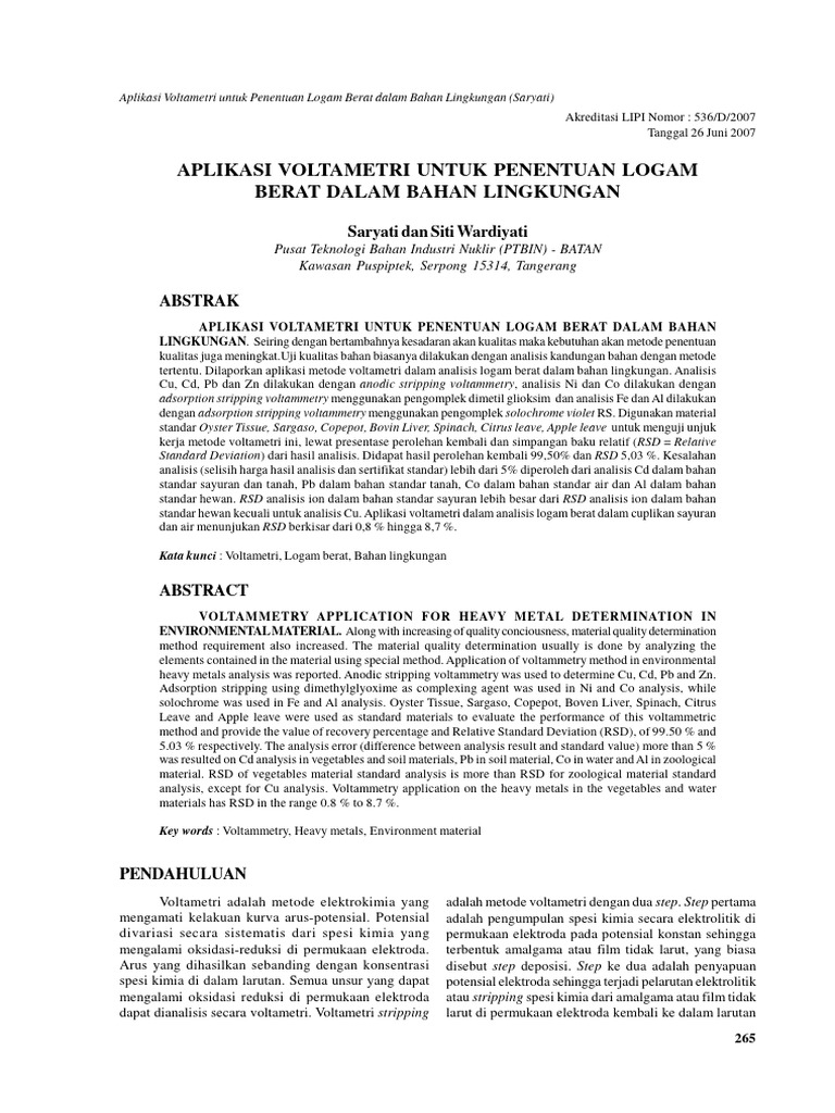 Aplikasi APLIKASI VOLTAMETRI UNTUK PENEN | PDF