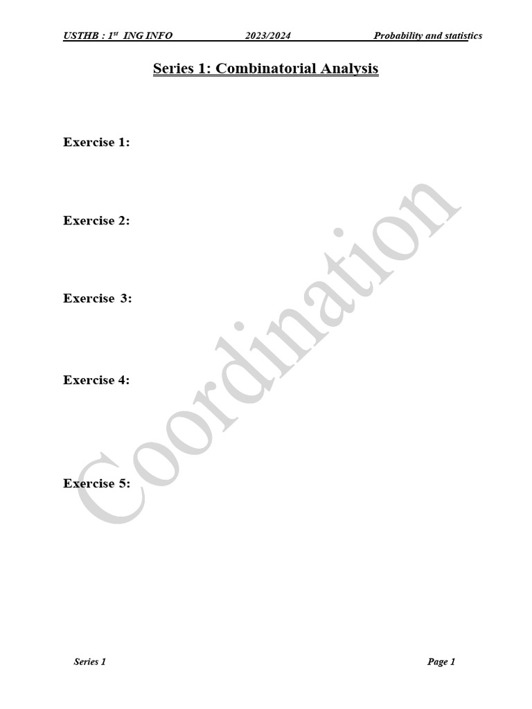 Series 1 Combinatorial Analysis | PDF