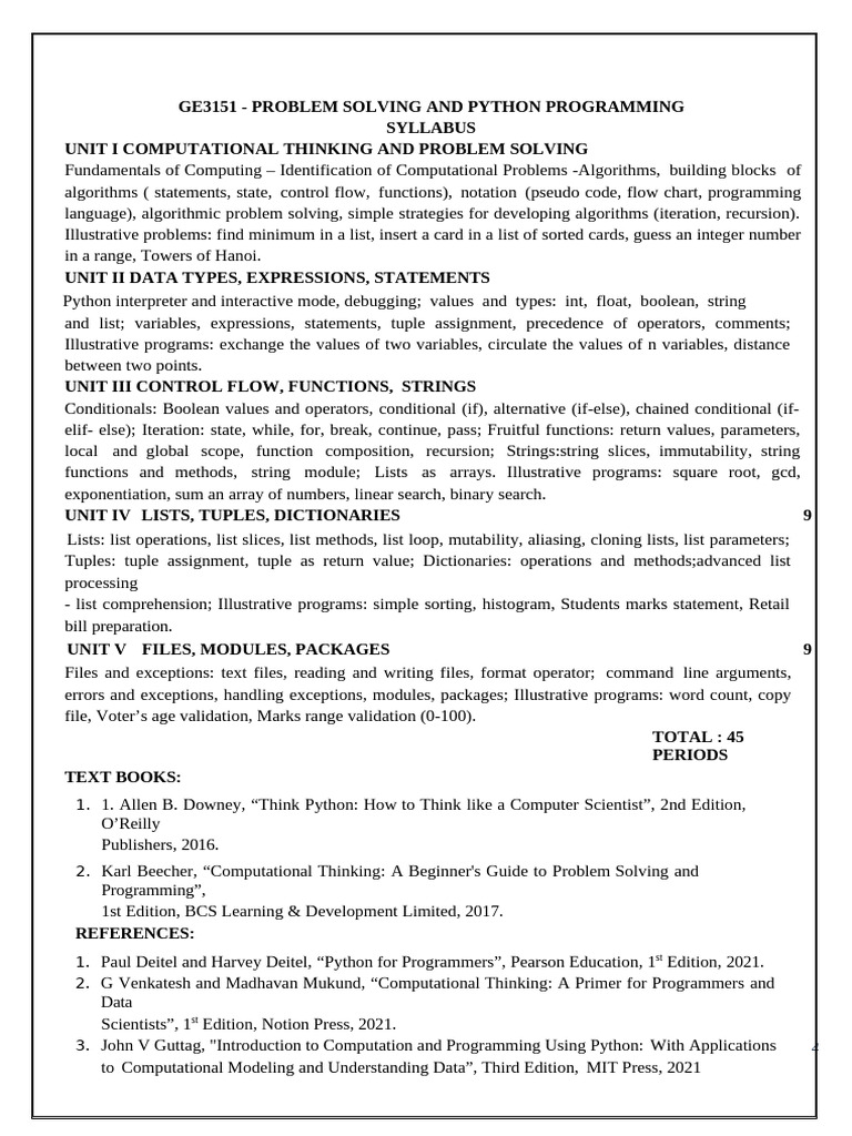 ge3151-python-unit 1,2 QB | PDF | Parameter (Computer Programming ... ge3151-python-unit 1,2 QB | PDF | Parameter (Computer Programming ...