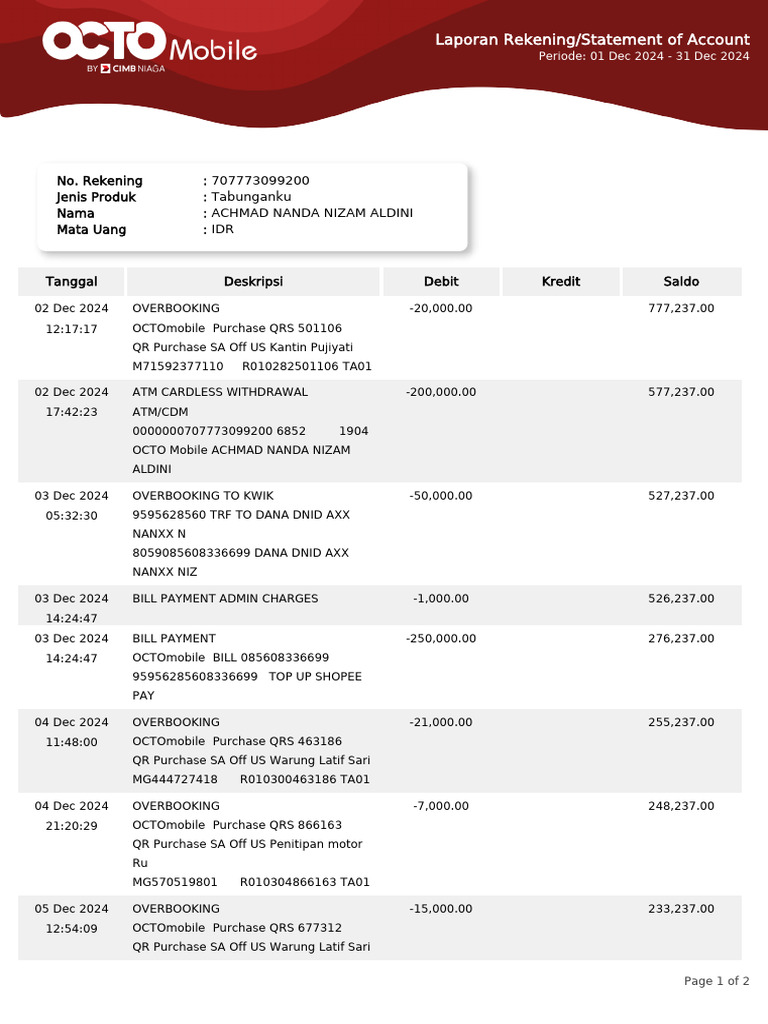 CASA Statement Dec2024 05122024200329 PDF | PDF | Personal Finance | Banking Technology