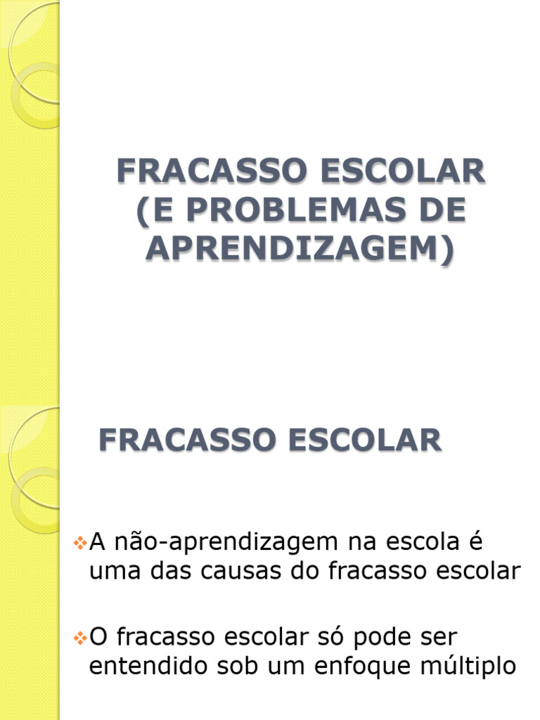 Causas do Fracasso Escolar e Aprendizagem | PDF