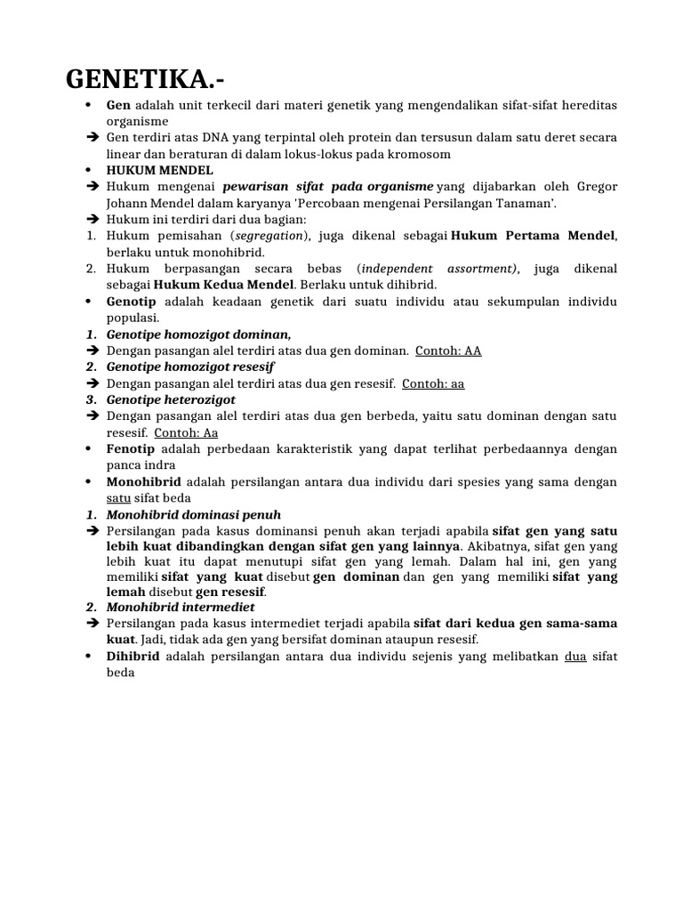 Dasar-Dasar Genetika dan Hukum Mendel | PDF