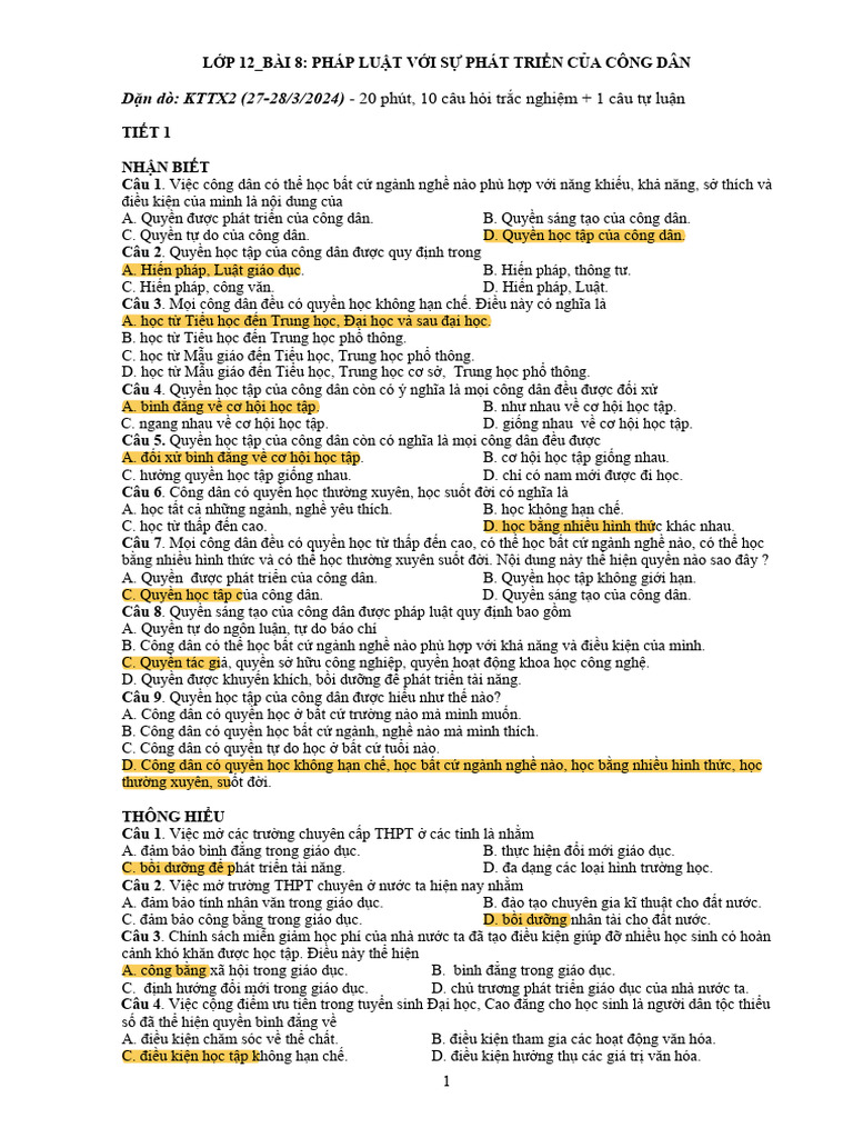 Lop 12-Bai 8 | PDF