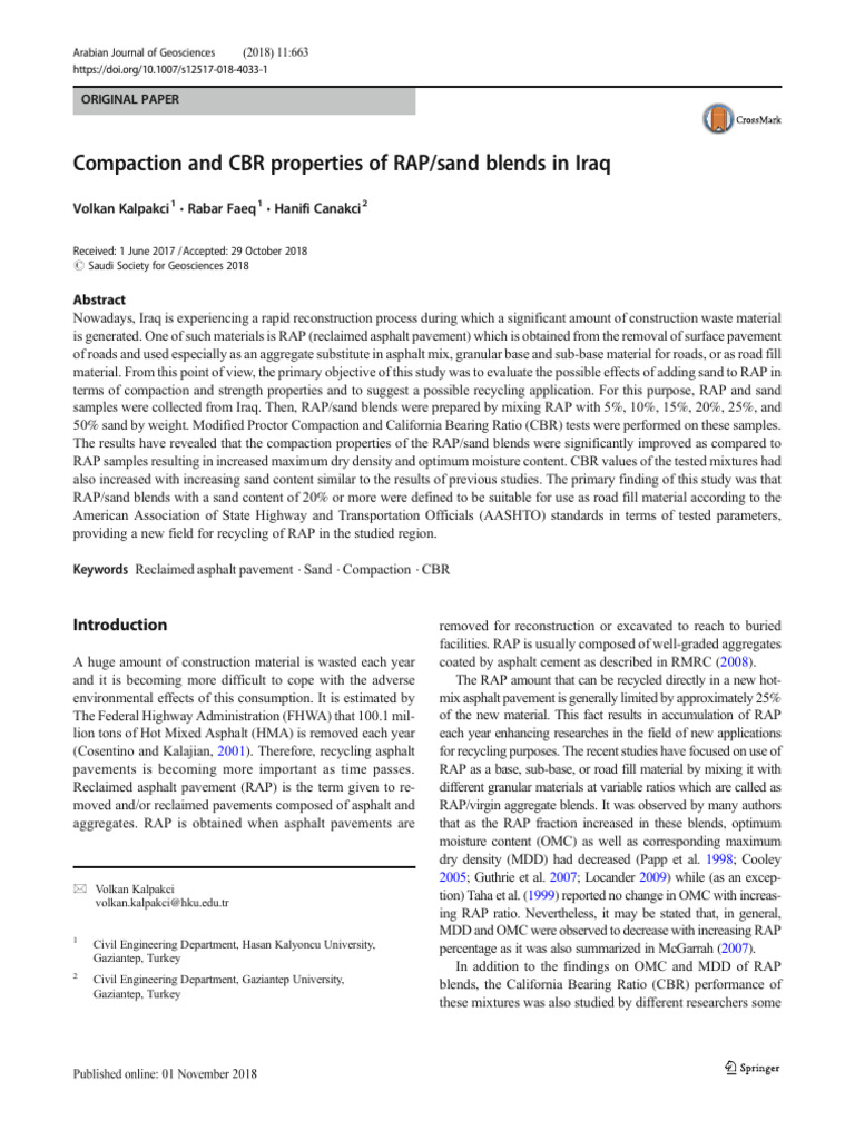 Compaction and CBR Properties of RAP | PDF | Road | Road Surface