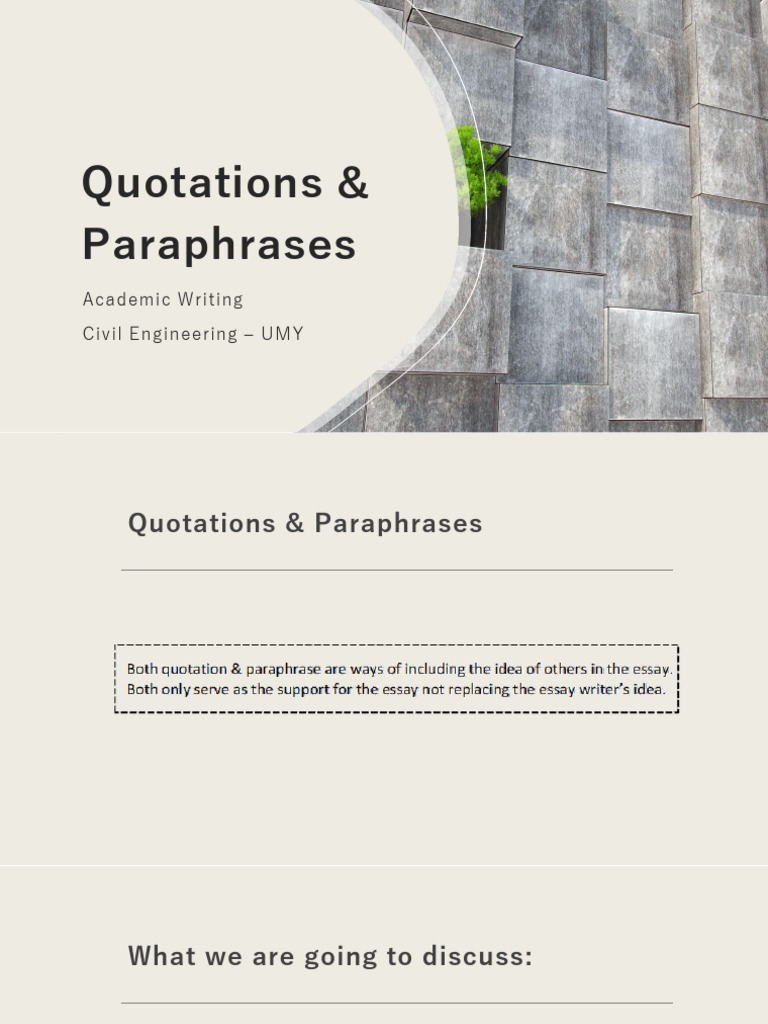 Unit 7 - Quotation & Paraphrase - 1 | PDF