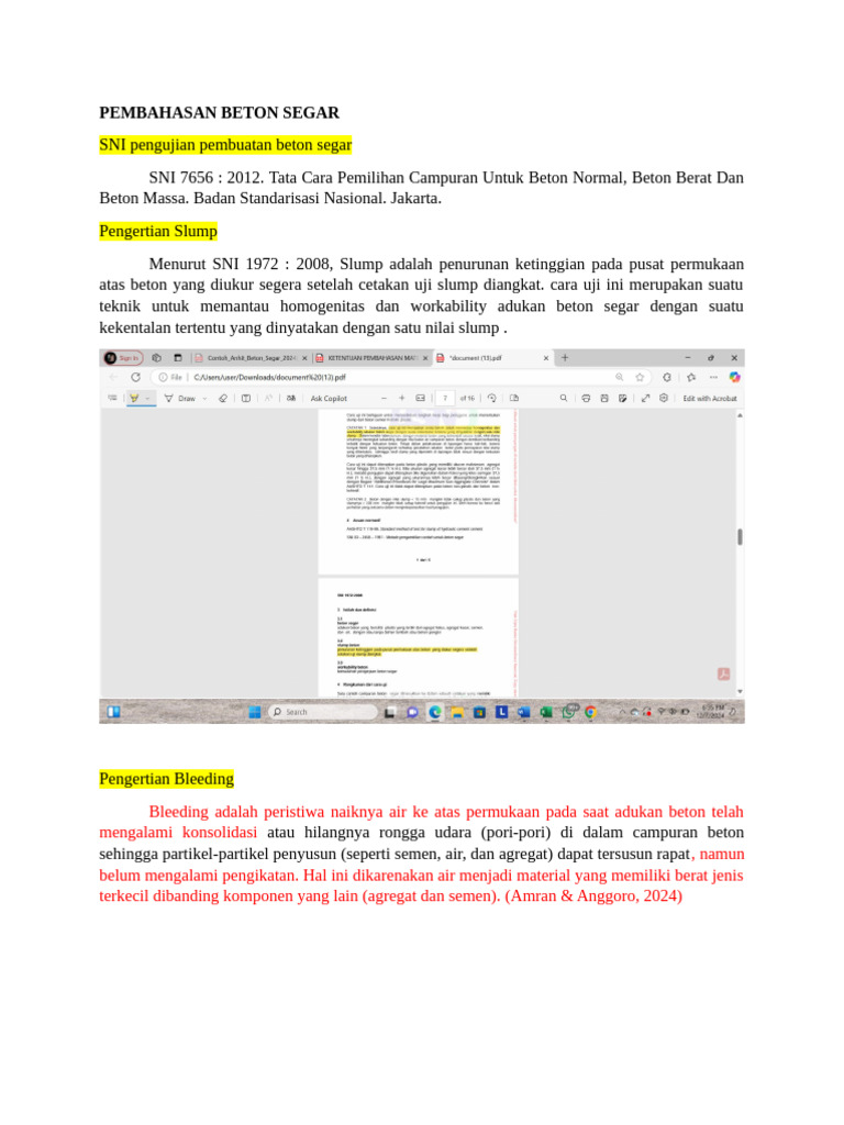 Pembahasan Beton Segar G Revisi | PDF