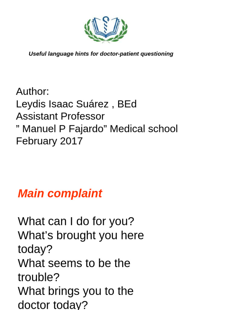 Useful Languages Hints For Doctor-Patient Questioning | PDF | Allergy ...