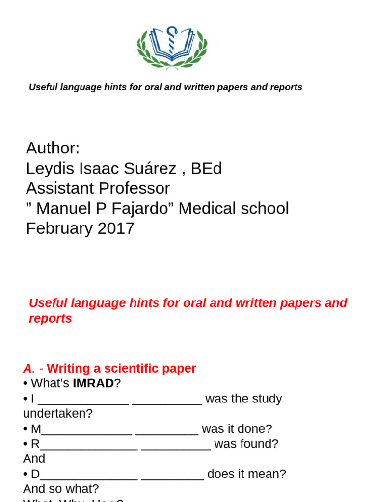 Useful Hints for Oral and Written Papers and Reports | PDF | Hepatitis ...