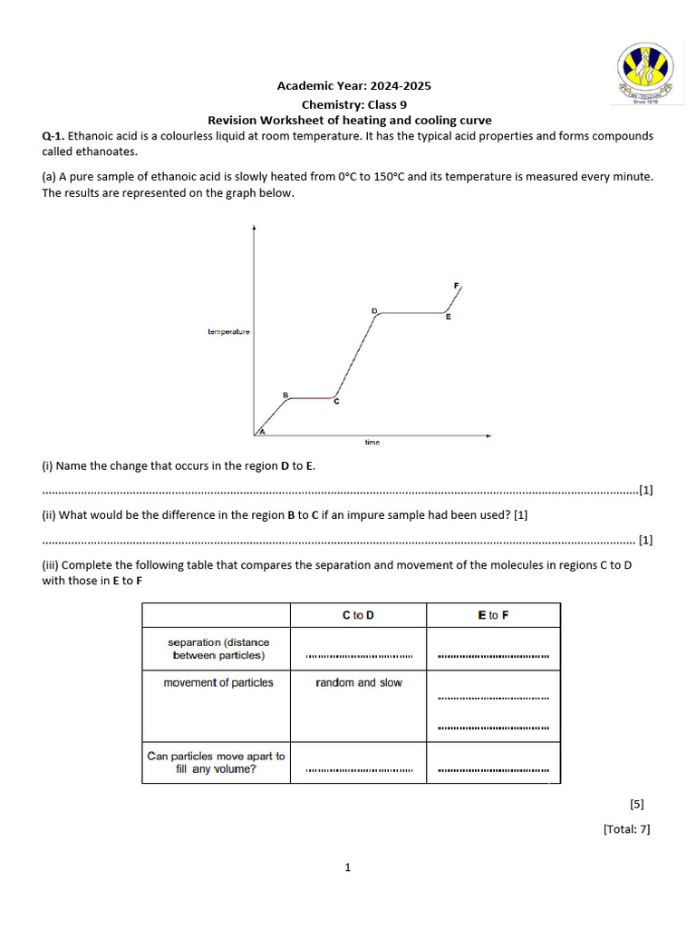 Heating and Cooling Curves Worksheet | PDF