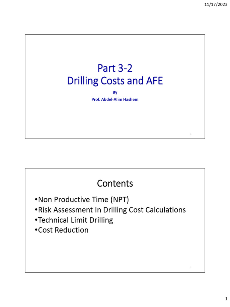 Part 3-2 Well Costs and AFE | PDF | Oil Well | Capital Expenditure