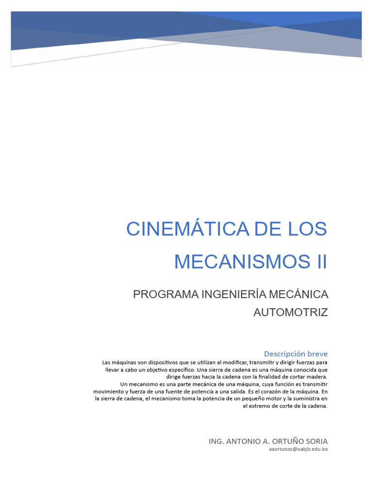 Cinemática de Mecanismos en Ingeniería | PDF | Velocidad | Cinemática