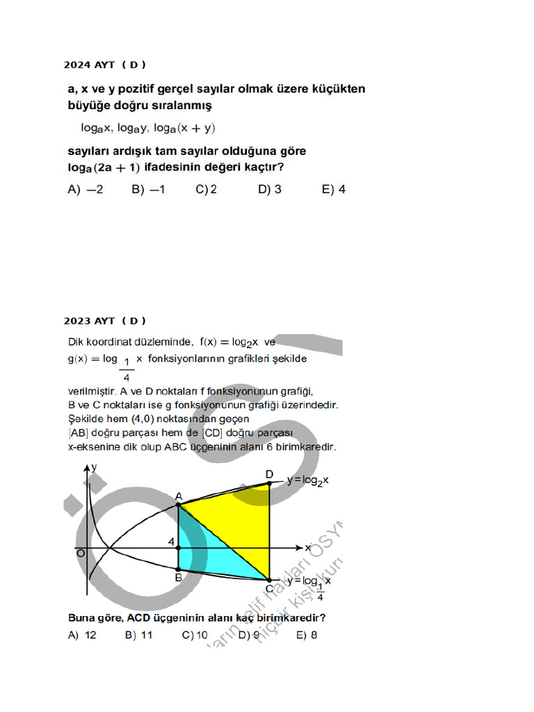 Logaritma 2 Soru (23-24 Yılı) | PDF