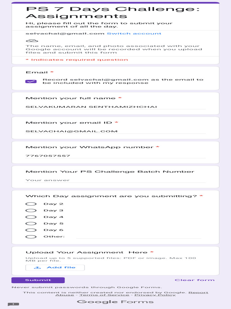 PS 7 Days Challenge Assignments | PDF