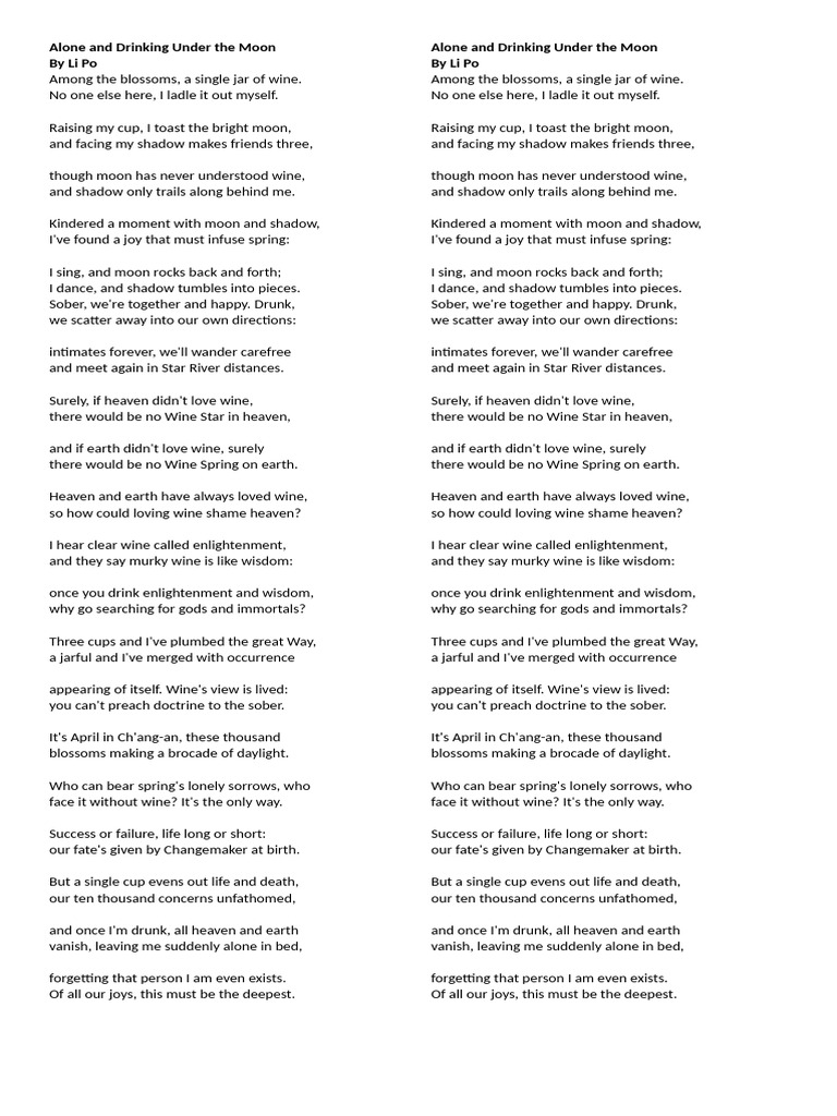 Moonlit Solitude with Wine | PDF | Religious Belief And Doctrine