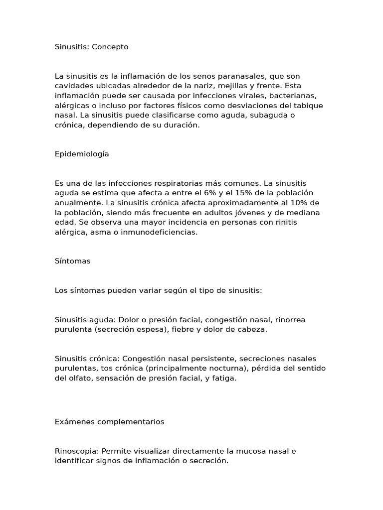 Sinusitis: Causas, Síntomas y Diagnóstico | PDF