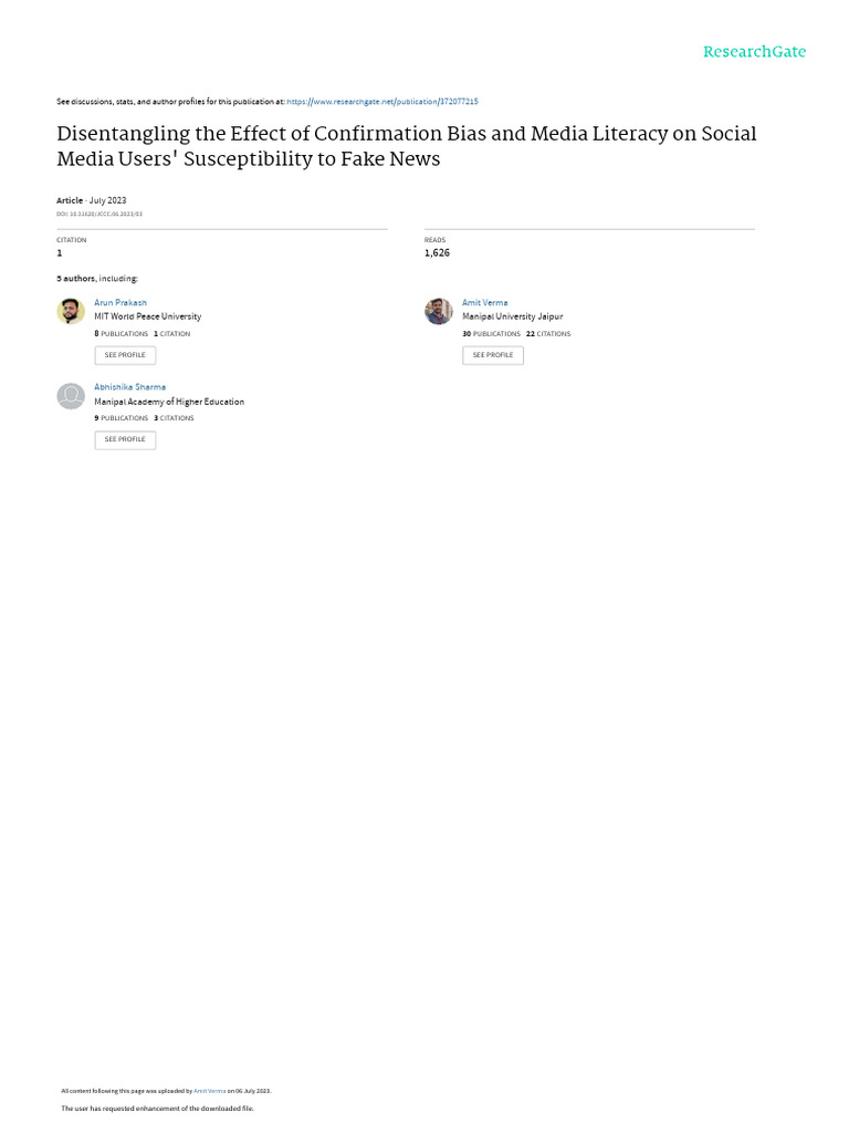 Disentangling The Effect of Confirmation Bias and Media Literacy On ...
