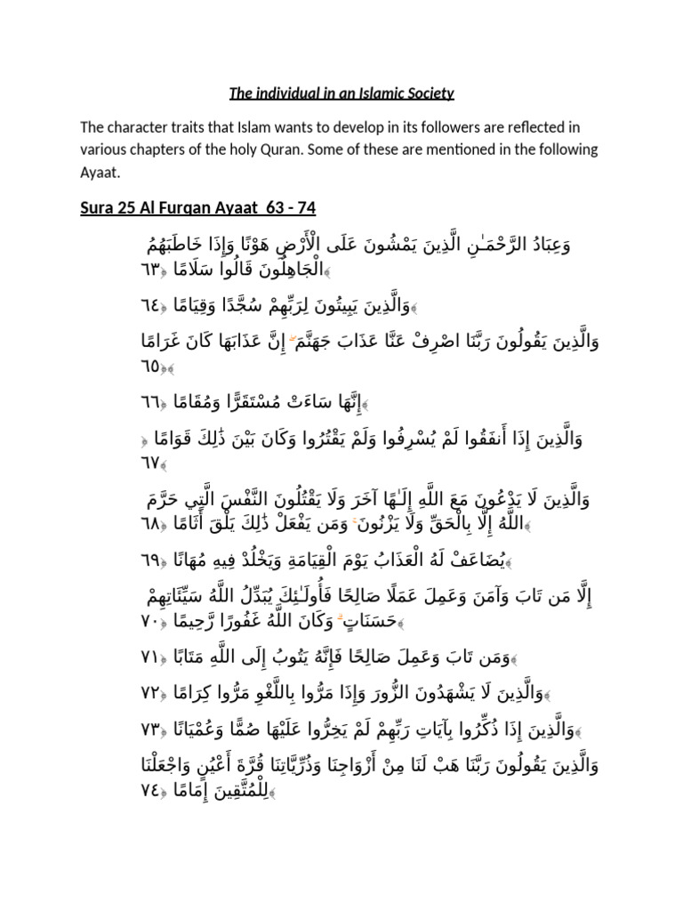 Character Traits in Islamic Society | PDF | Islamic Belief And Doctrine ...