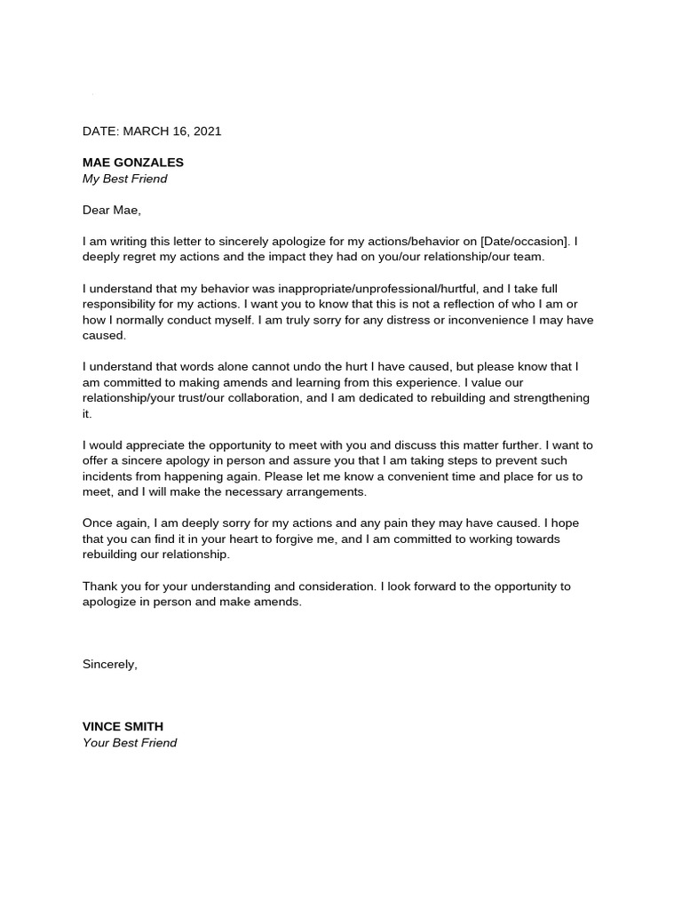 Apologize Letter | PDF