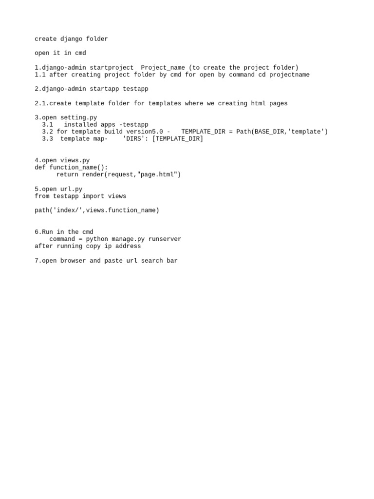 Steps for Django | PDF Steps for Django | PDF