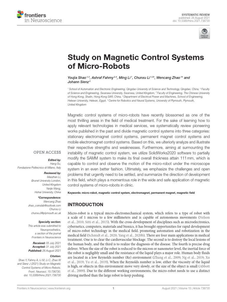 Magnetic Control Systems for Micro-Robots | PDF | Magnetic Field | Inductor