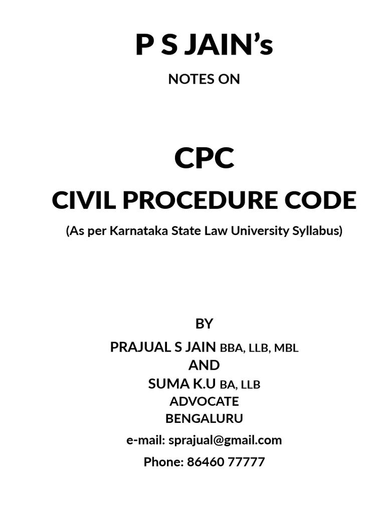 KSLU CPC Study Notes Overview | PDF | Lawsuit | Jurisdiction