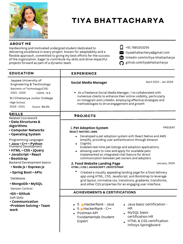 Tiya Bhattacharya 211b328 | PDF | Bootstrap (Front End Framework) | Java Script