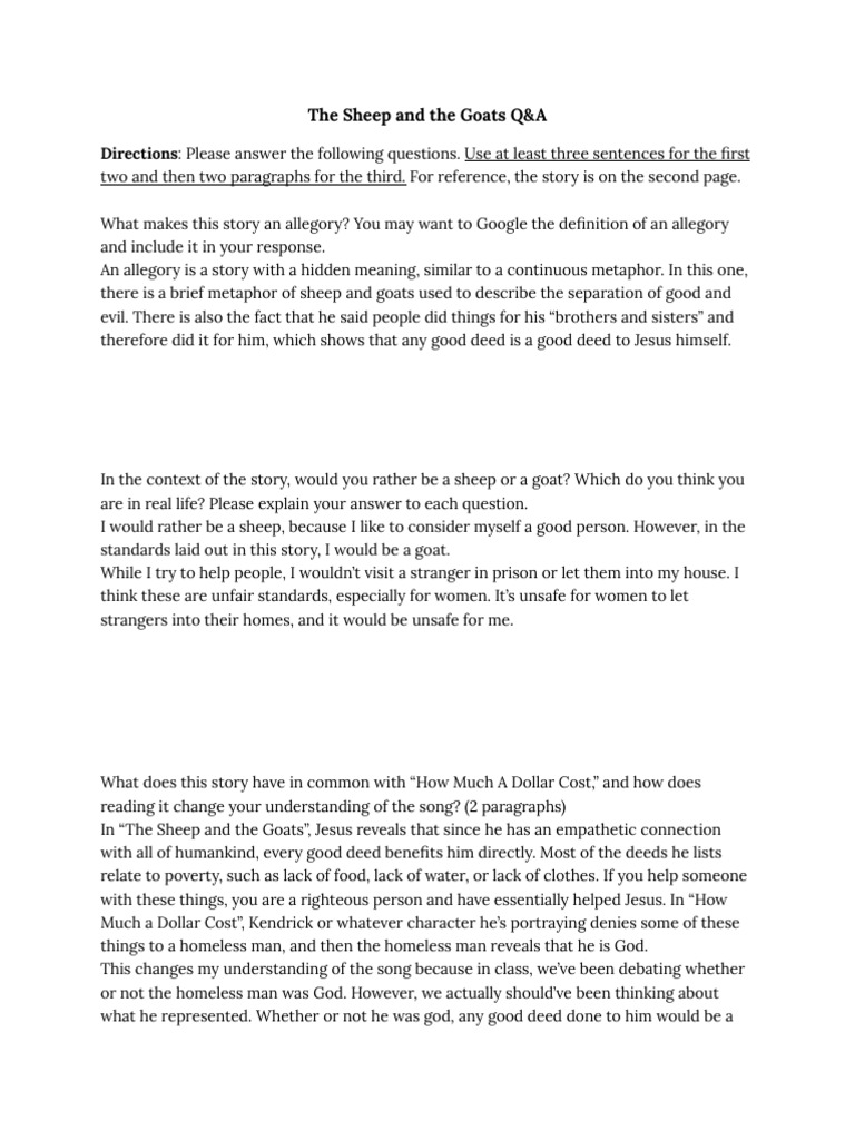 Sheep and Goats: Allegory Explained | PDF | Religious Belief And Doctrine