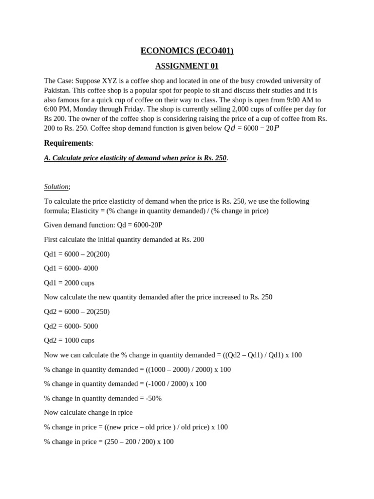 Intro. To Economics Assignment 01 | PDF | Demand | Price Elasticity Of ... Intro. To Economics Assignment 01 | PDF | Demand | Price Elasticity Of ...