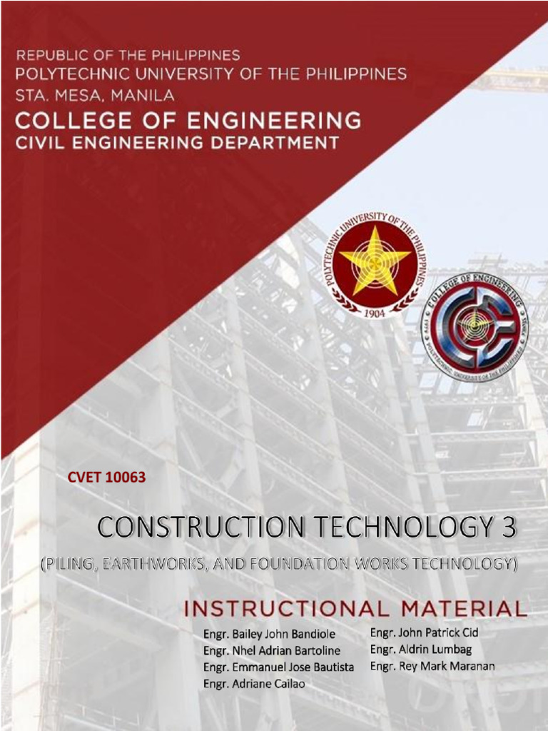 Cvet 10063 - Construction Technology 3 Piling Earthworks and Foundation Works Technology | PDF