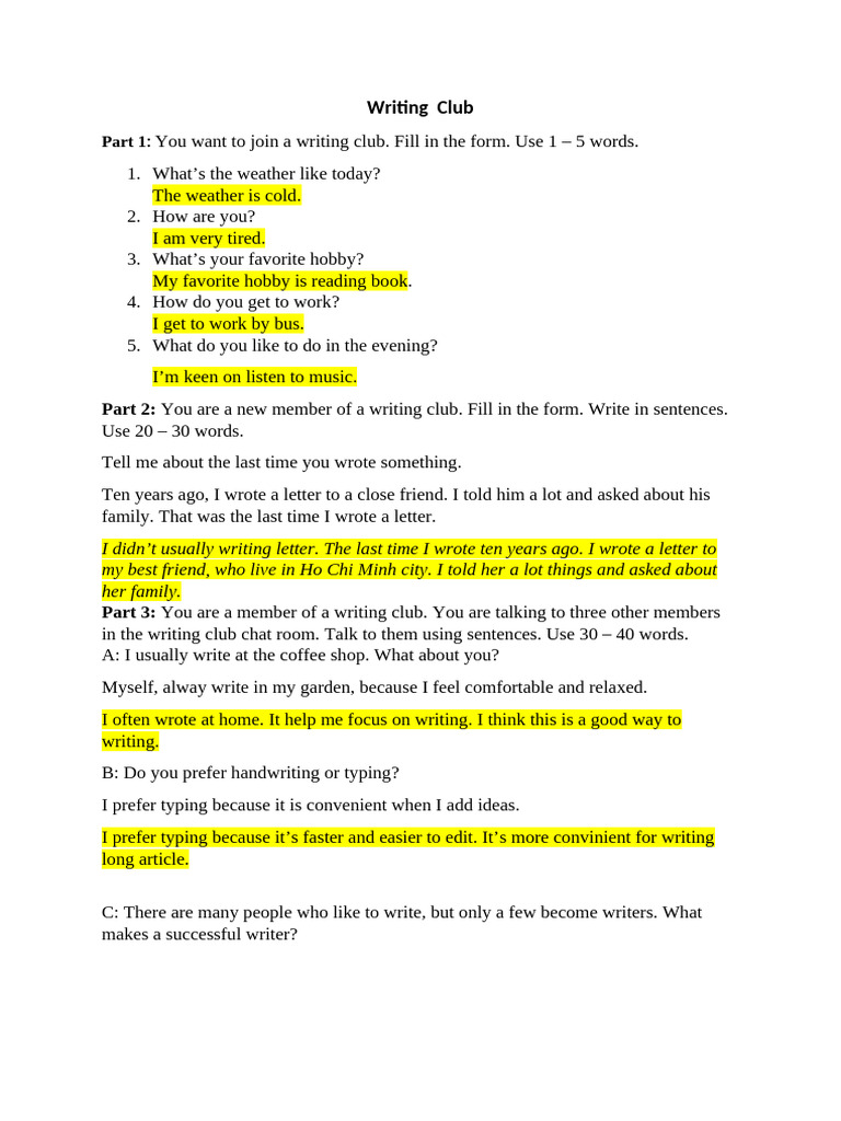 Writing Club | PDF