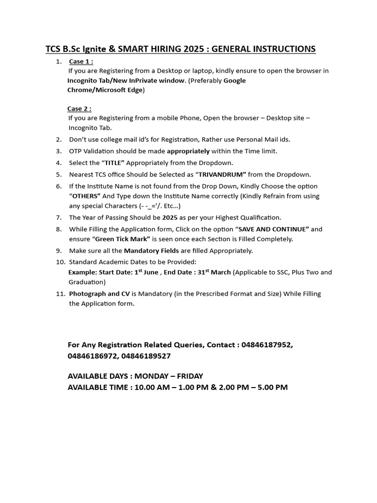 TCS Smart Hiring - Registration Steps(Orginal) 1 | PDF