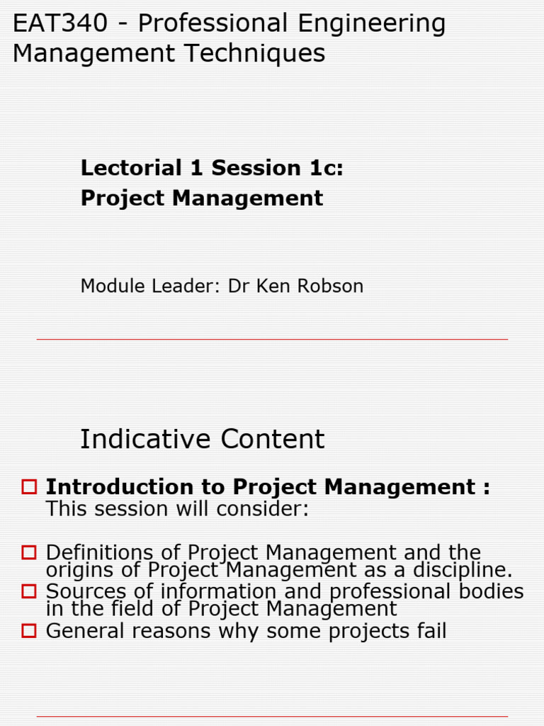 1c.Project Management.ppt(19Pages) | PDF | Project Management | Business