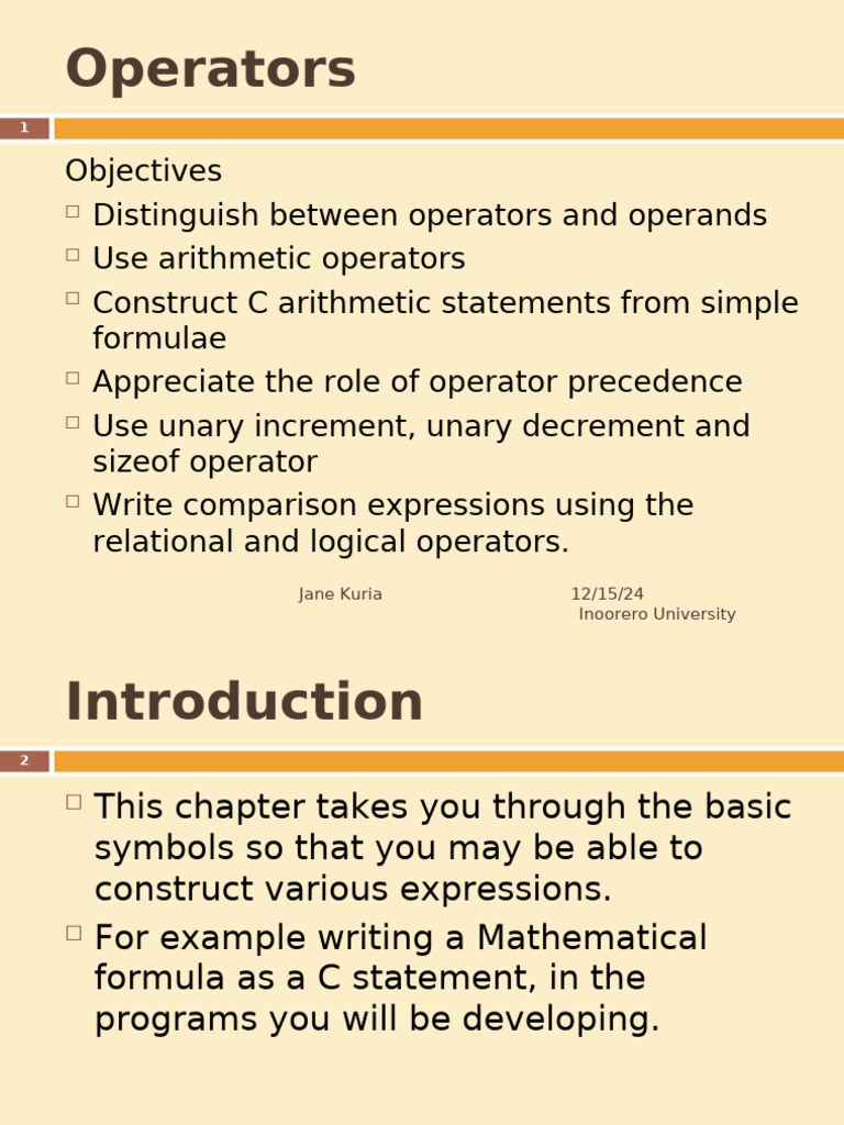 Chap 3 Operators | PDF | Division (Mathematics) | Integer (Computer Science)