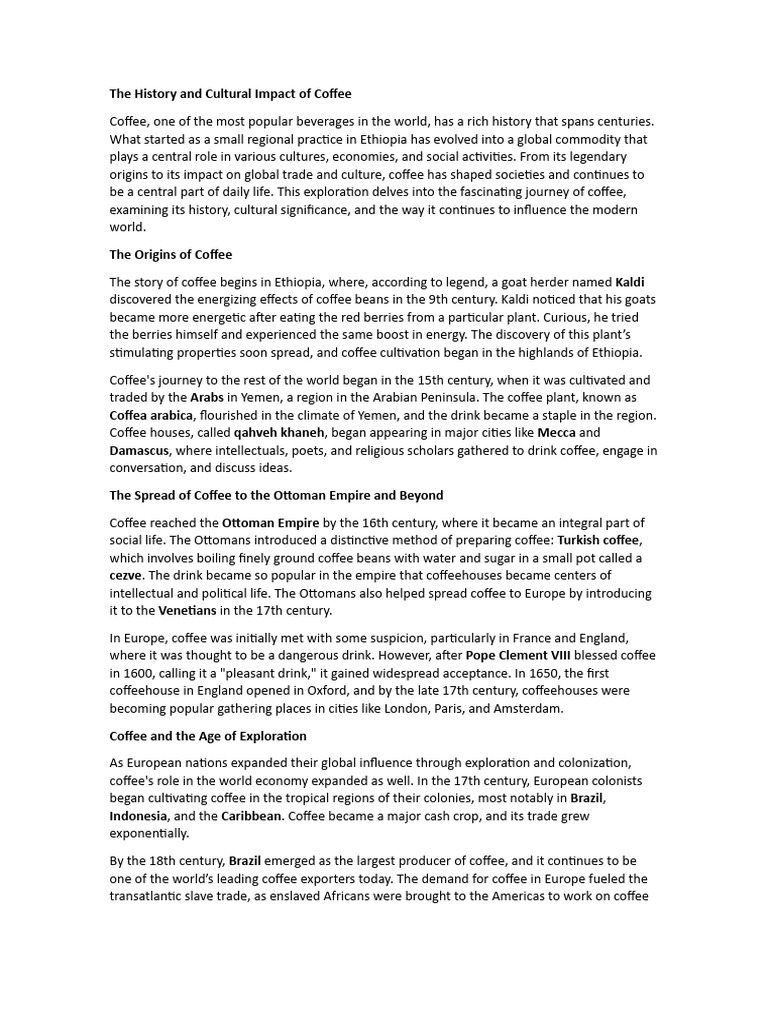 The Cultural Journey of Coffee | PDF | Coffee | Coffeehouse