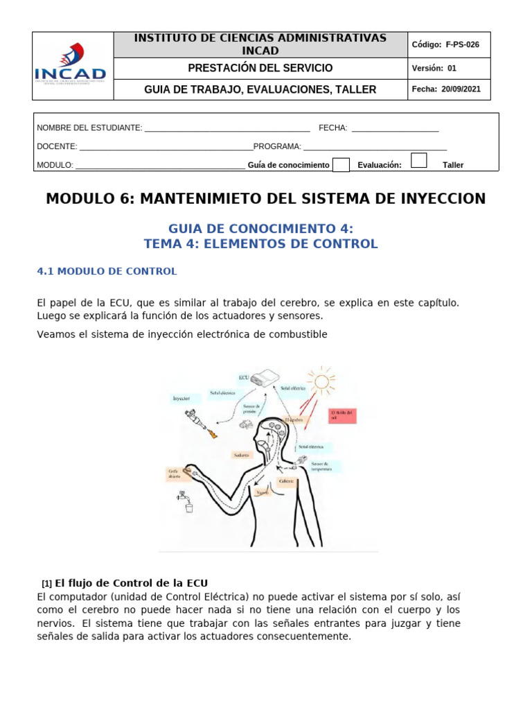 Guia de Conocimiento 4 Elementos de Control | PDF | Inyección de combustible | Red eléctrica