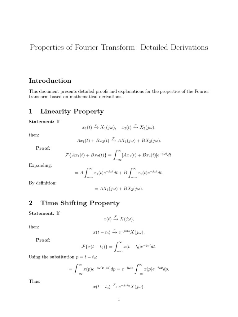 Fourier Transform Properties Explained | PDF | Fourier Transform ...
