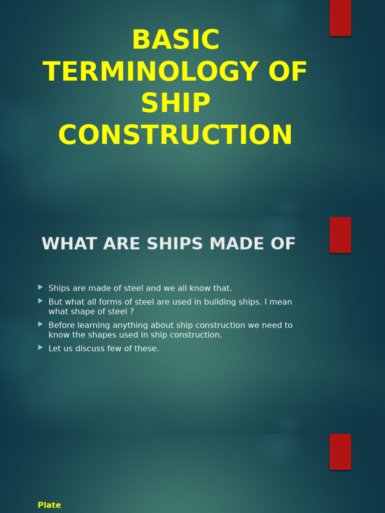 Basic Terminologies of Ship Construction | PDF | Deck (Ship) | Bending