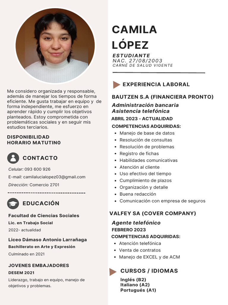 Camila López - CV (1) | PDF | Business