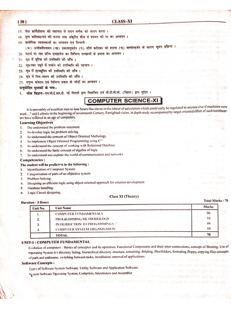 XI Computer Science Syllabus | PDF
